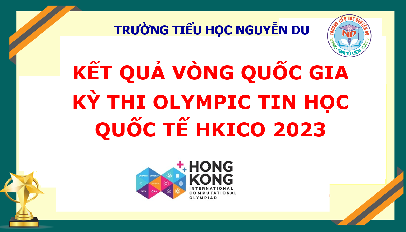 Thông báo kết quả kì thi Tin học quốc tế HKICO 2023 - Trường Tiểu Học ...
